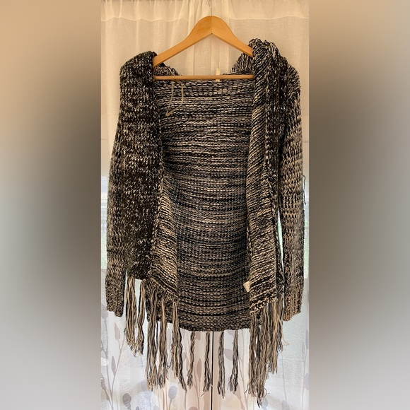 POL | Sweaters | Pol Small Gray Cardigan With Hood And Fringe | Poshmark